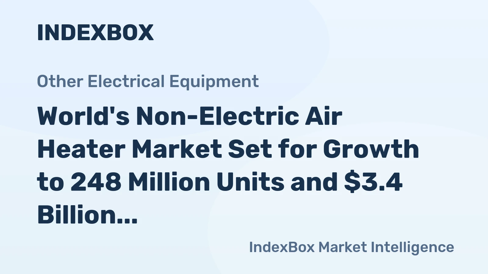 World's Non-Electric Air Heater Market Set for Growth to 248 Million Units and $3.4 Billion in Value
