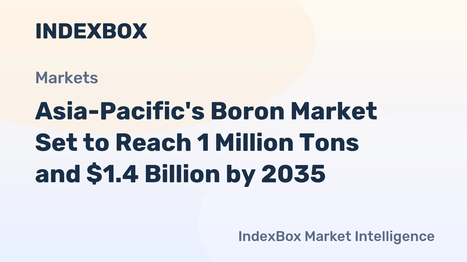Asia-Pacific's Boron Market Set to Reach 1 Million Tons and $1.4 Billion by 2035
