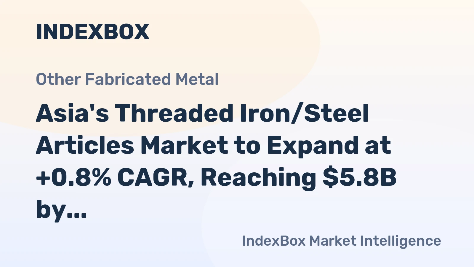Asia's Threaded Iron/Steel Articles Market to Expand at +0.8% CAGR, Reaching $5.8B by 2035