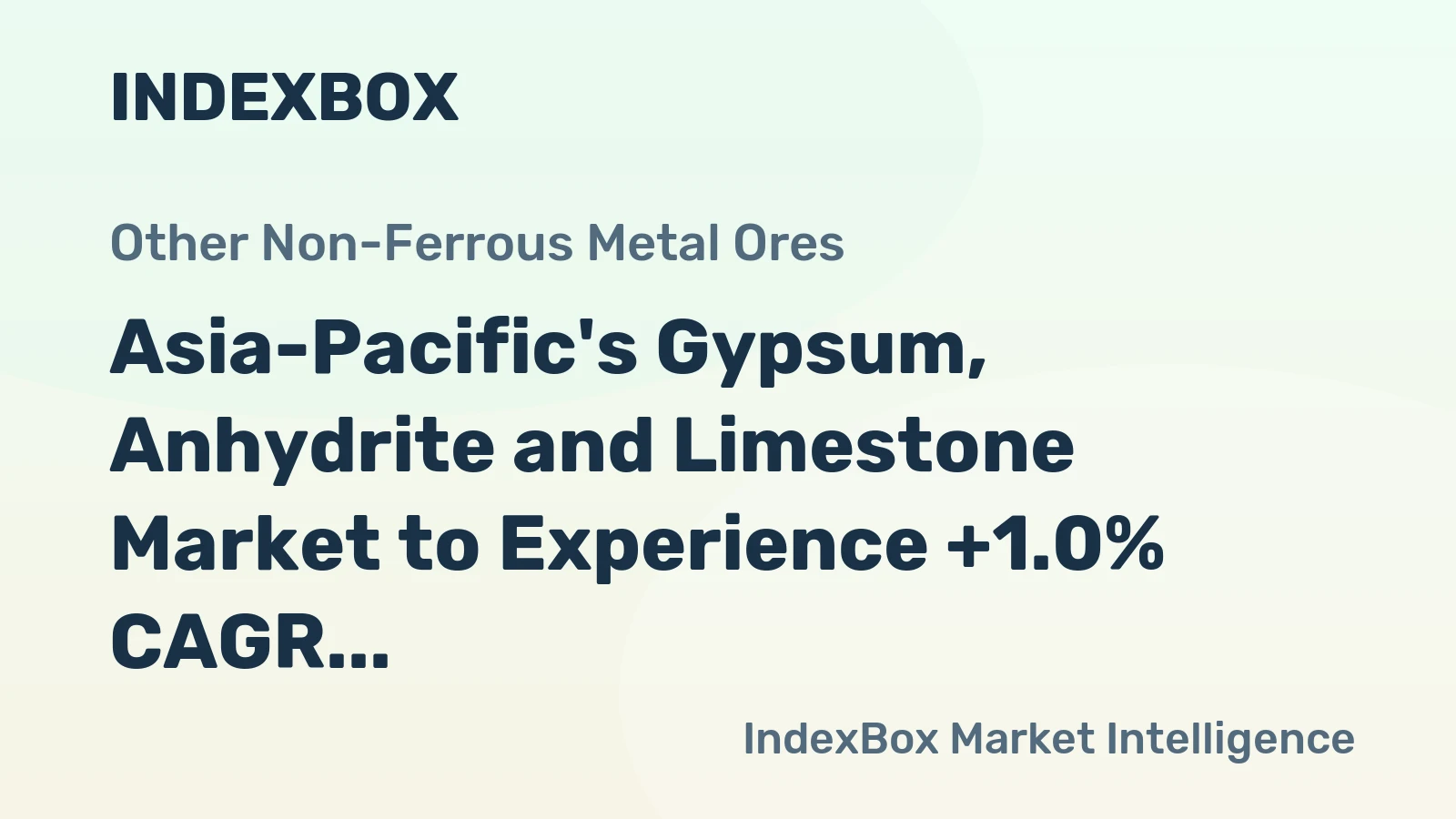 Asia-Pacific's Gypsum, Anhydrite and Limestone Market to Experience +1.0% CAGR Growth Through 2035