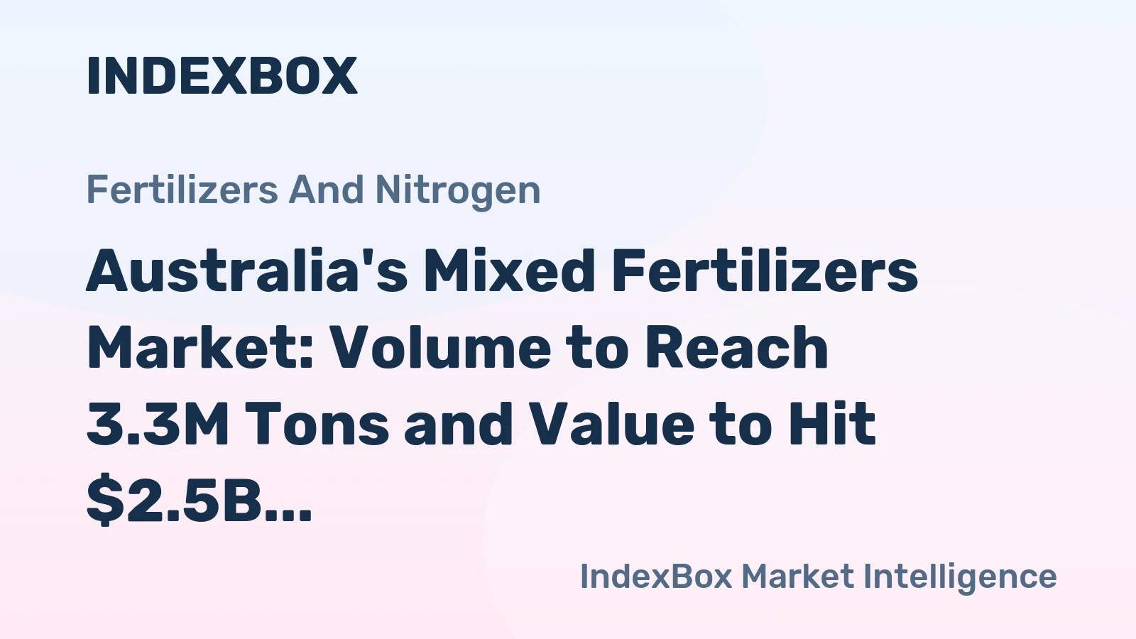 Australia's Mixed Fertilizers Market: Volume to Reach 3.3M Tons and Value to Hit $2.5B by 2035