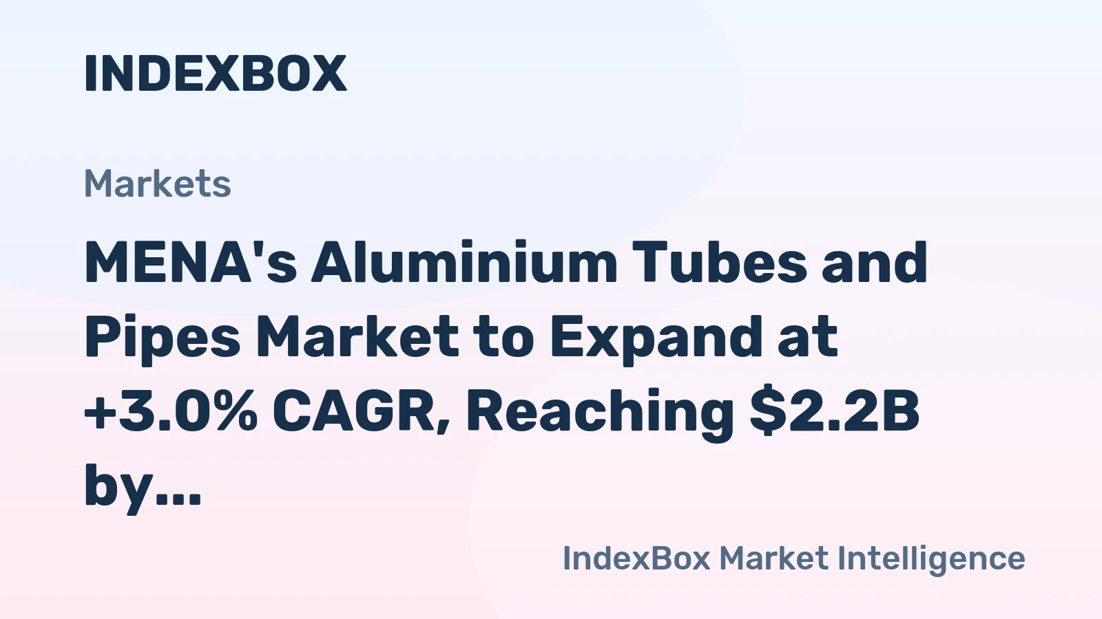 MENA's Aluminium Tubes and Pipes Market to Expand at +3.0% CAGR, Reaching $2.2B by 2035