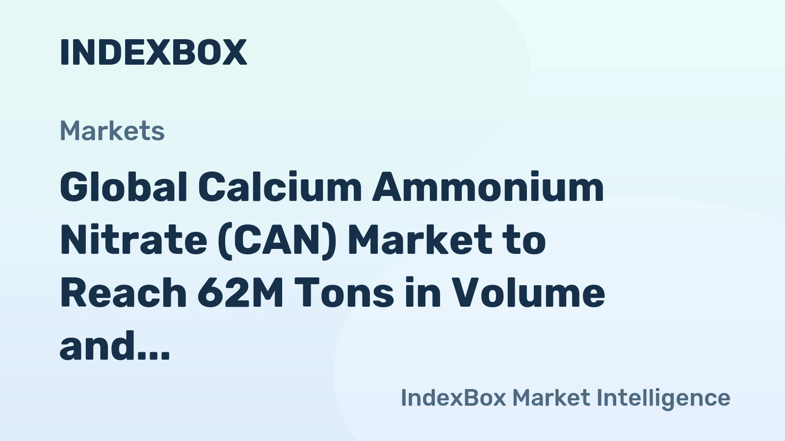 Global Calcium Ammonium Nitrate (CAN) Market to Reach 62M Tons in Volume and $30.3B in Value by 2035