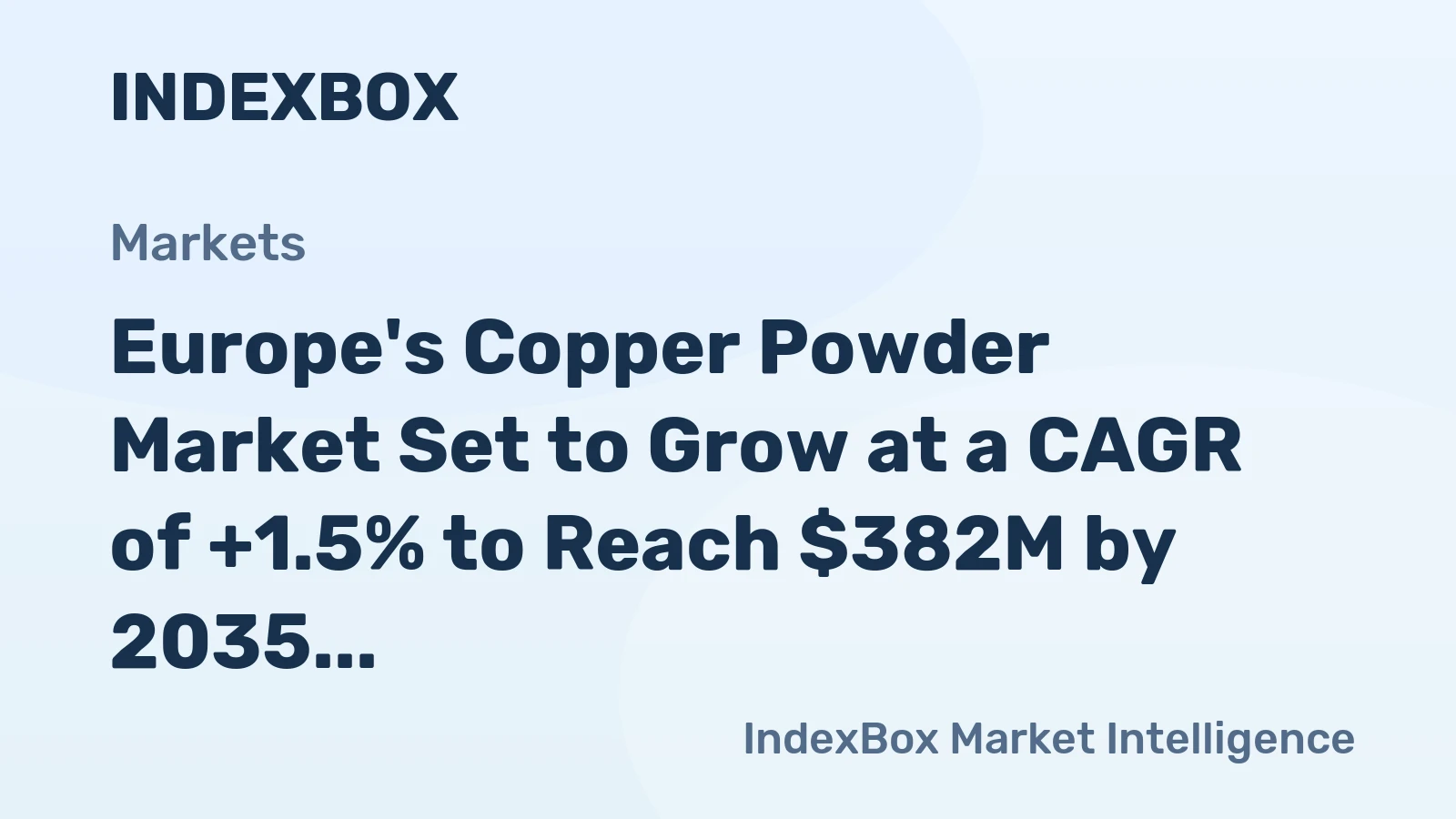 Europe's Copper Powder Market Set to Grow at a CAGR of +1.5% to Reach $382M by 2035