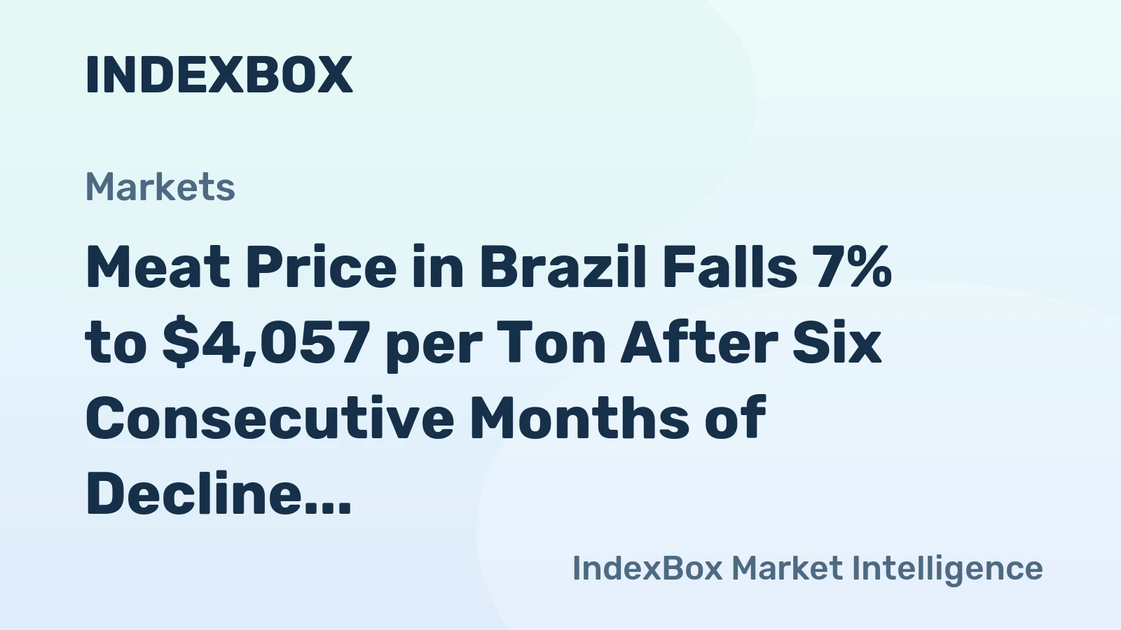 Meat Price in Brazil Falls 7% to $4,057 per Ton After Six Consecutive Months of Decline