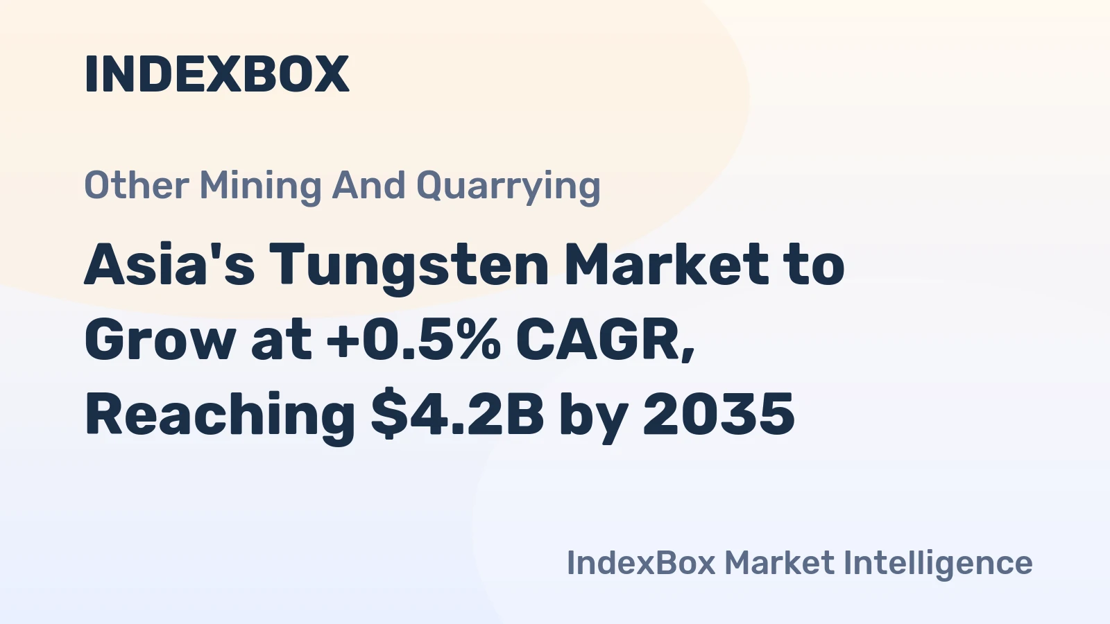 Asia's Tungsten Market to Grow at +0.5% CAGR, Reaching $4.2B by 2035