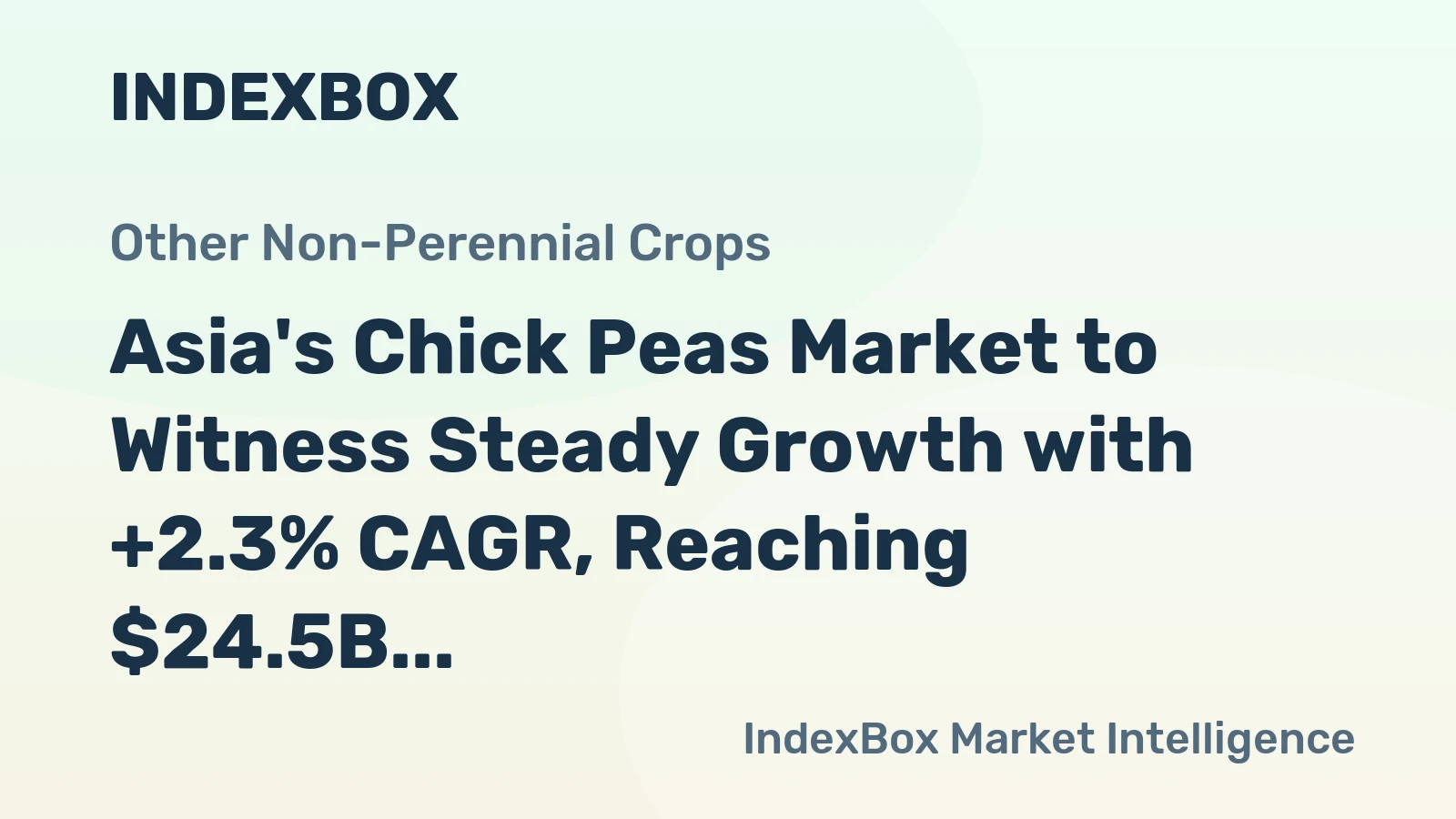 Asia's Chick Peas Market to Witness Steady Growth with +2.3% CAGR, Reaching $24.5B by 2035
