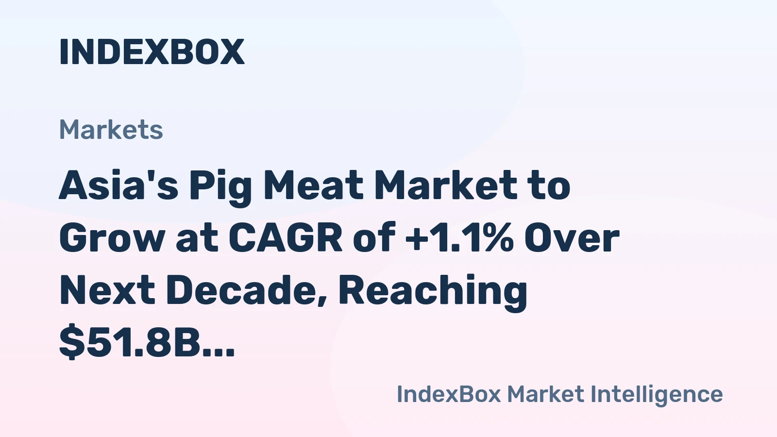Asia's Pig Meat Market to Grow at CAGR of +1.1% Over Next Decade, Reaching $51.8B by 2035