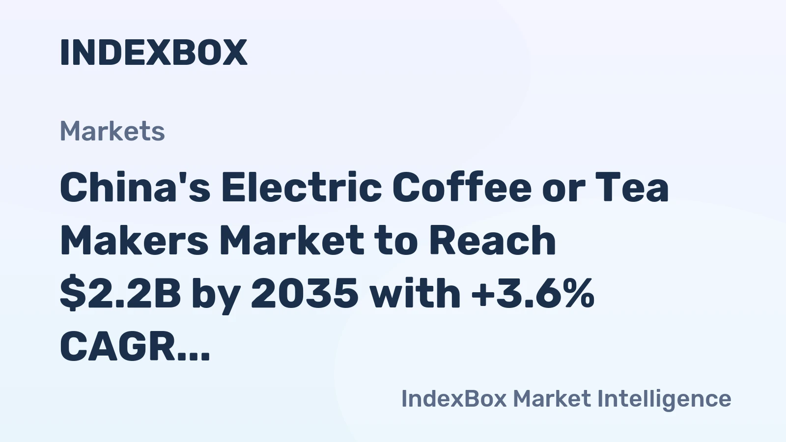 China's Electric Coffee or Tea Makers Market to Reach $2.2B by 2035 with +3.6% CAGR