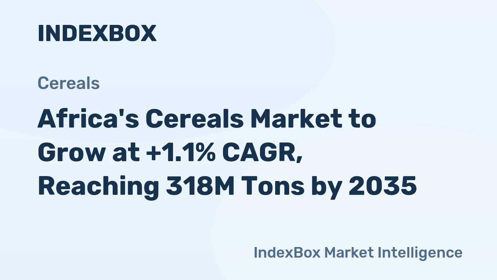 Africa's Cereals Market to Grow at +1.1% CAGR, Reaching 318M Tons by 2035