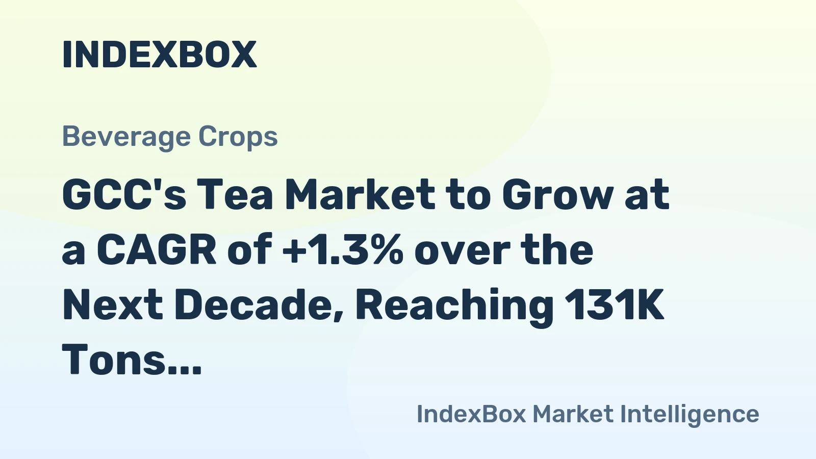 GCC's Tea Market to Grow at a CAGR of +1.3% over the Next Decade, Reaching 131K Tons by 2035