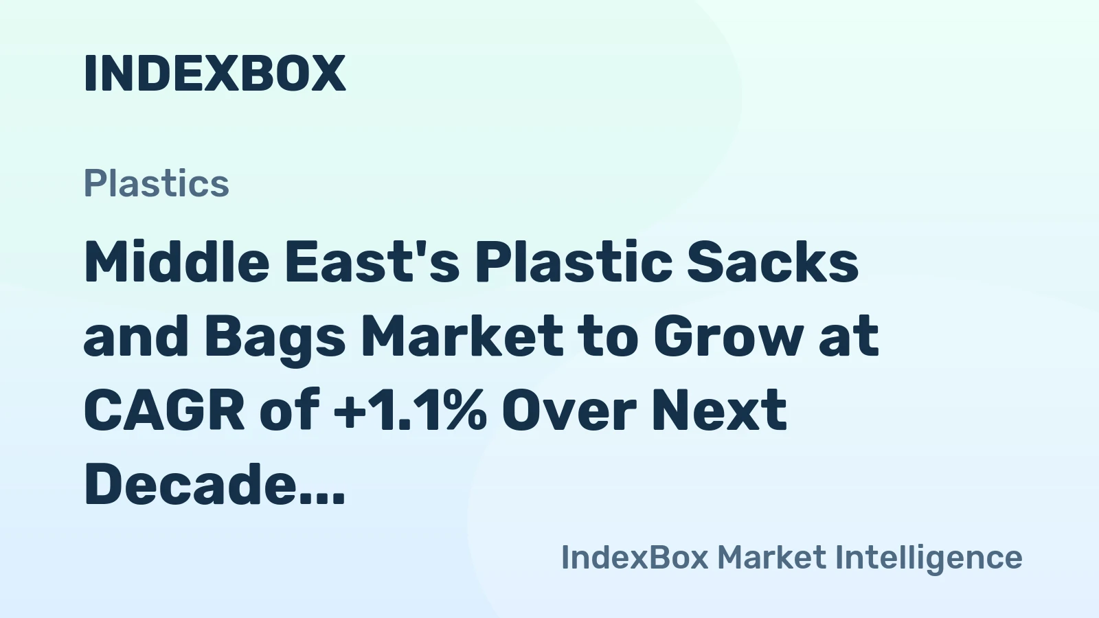 Middle East's Plastic Sacks and Bags Market to Grow at CAGR of +1.1% Over Next Decade