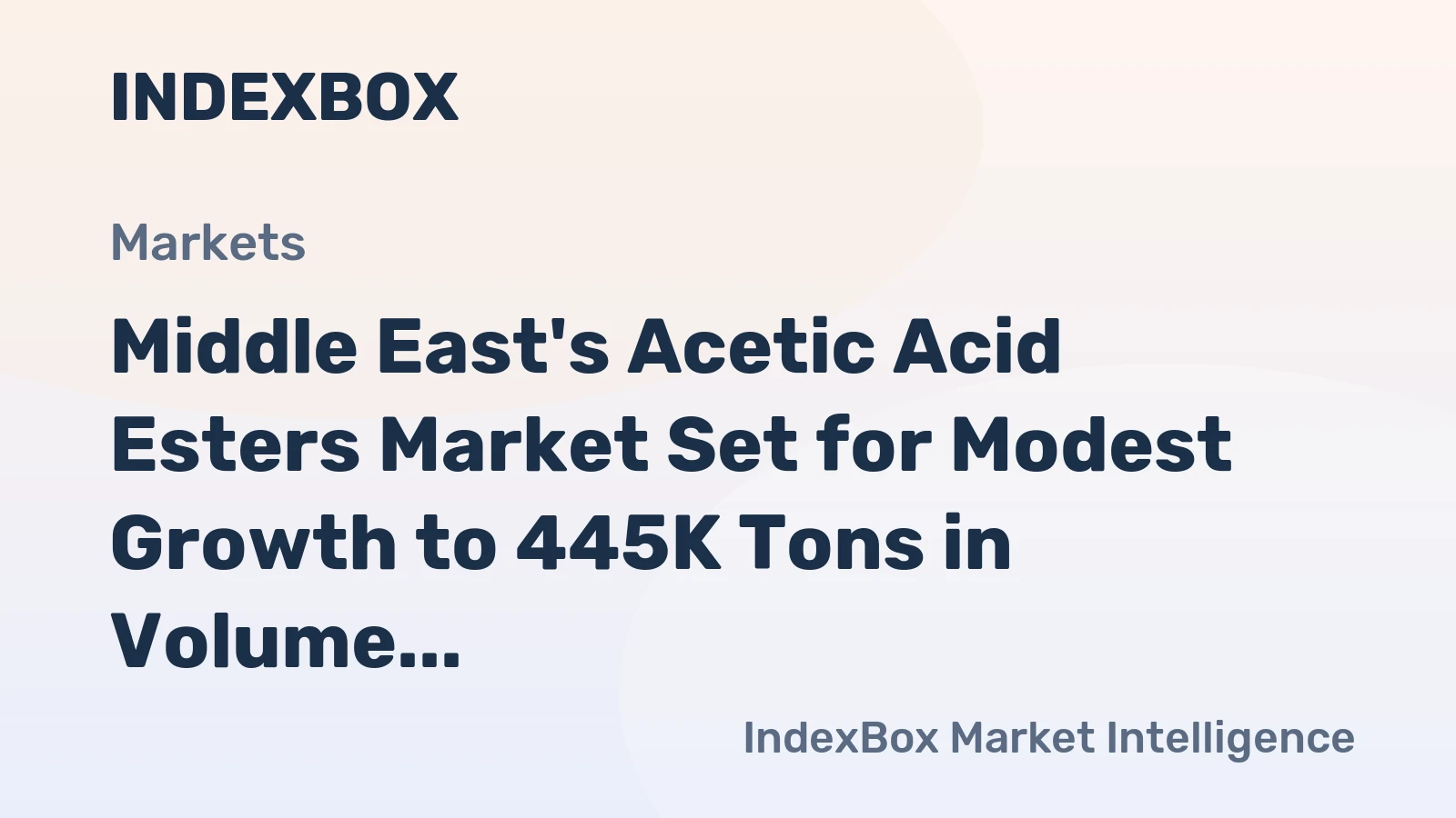 Middle East's Acetic Acid Esters Market Set for Modest Growth to 445K Tons in Volume and $535M in Value