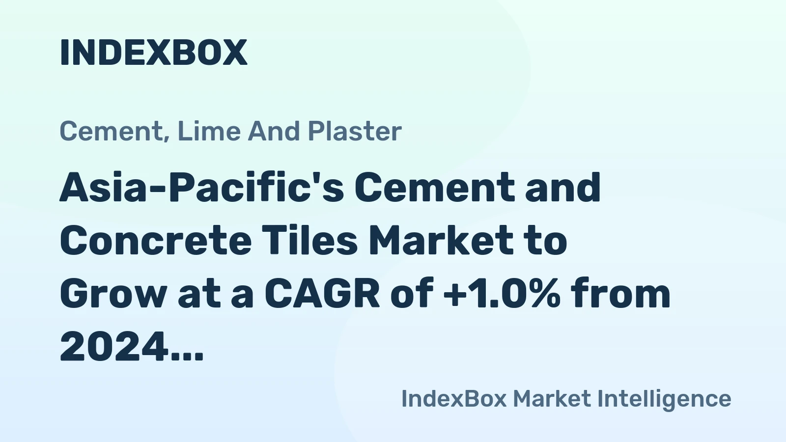 Asia-Pacific's Cement and Concrete Tiles Market to Grow at a CAGR of +1.0% from 2024 to 2035