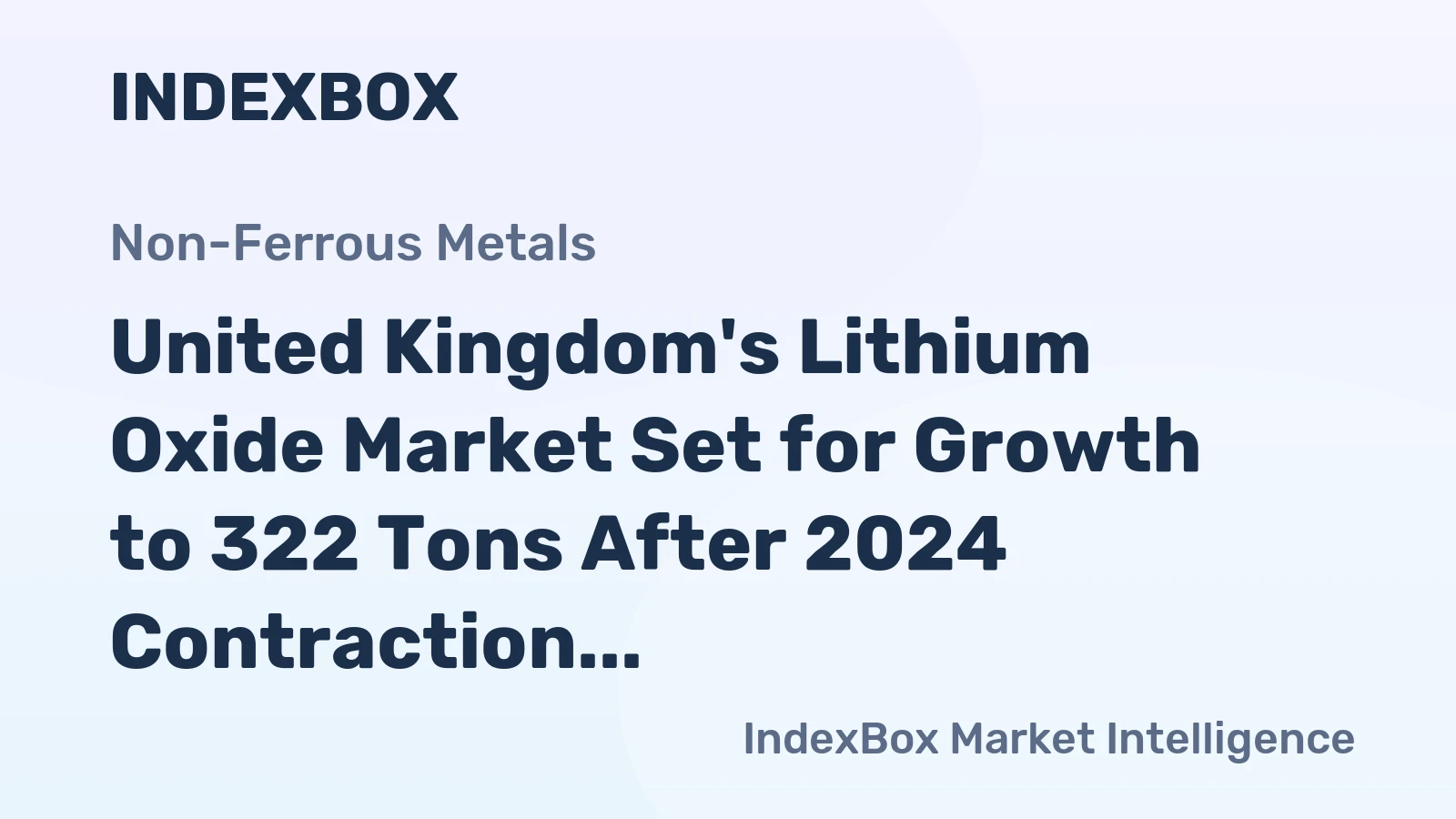 United Kingdom's Lithium Oxide Market Set for Growth to 322 Tons After 2024 Contraction