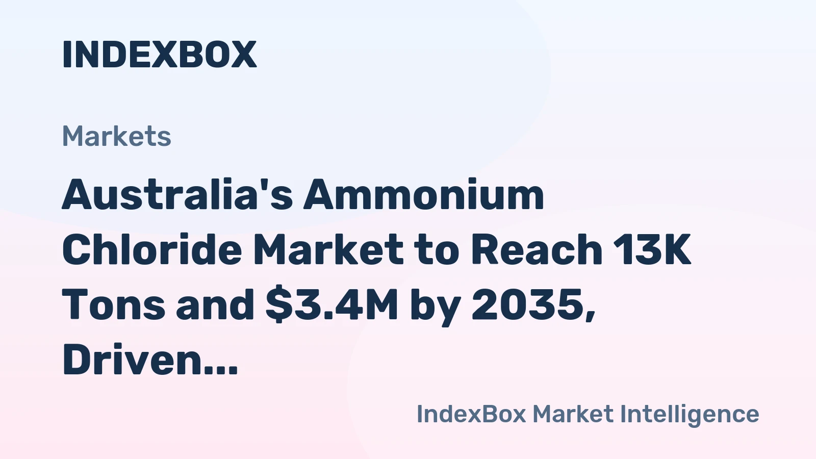 Australia's Ammonium Chloride Market to Reach 13K Tons and $3.4M by 2035, Driven by Increasing Demand
