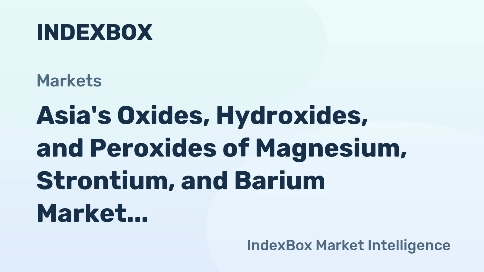 Asia's Oxides, Hydroxides, and Peroxides of Magnesium, Strontium, and Barium Market to Reach 134K Tons and $216M by 2035