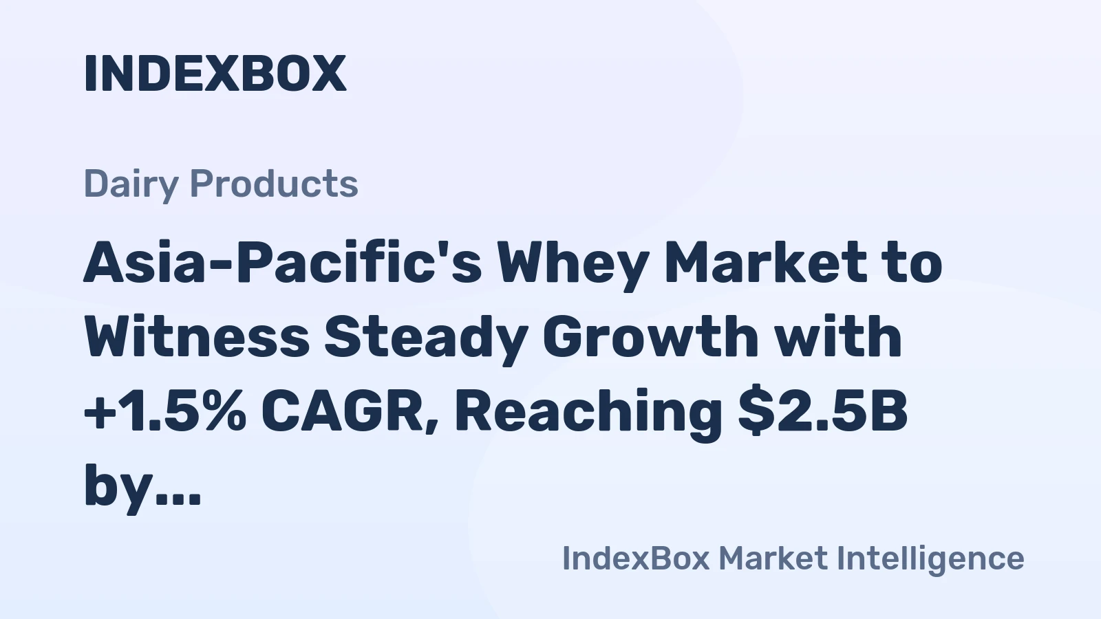 Asia-Pacific's Whey Market to Witness Steady Growth with +1.5% CAGR, Reaching $2.5B by 2035