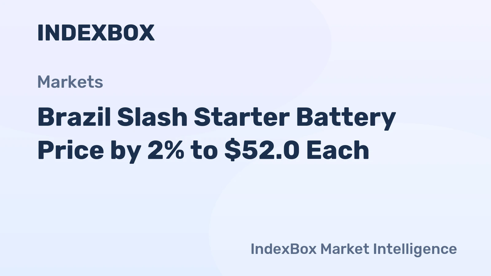 Brazil Slash Starter Battery Price by 2% to $52.0 Each