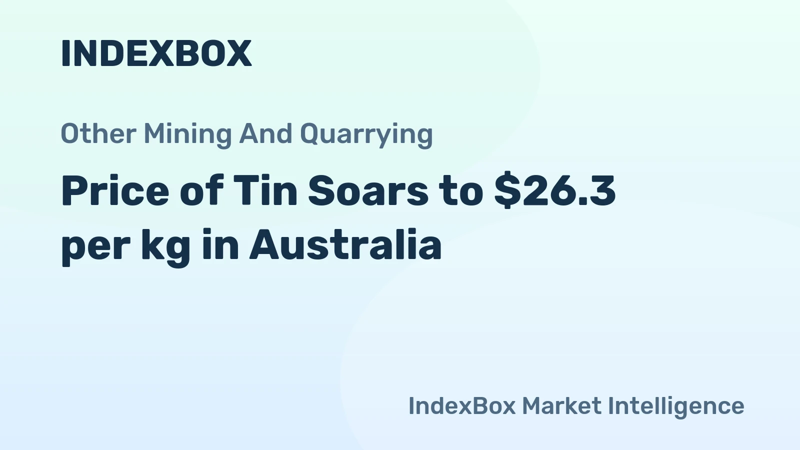 Price of Tin Soars to $26.3 per kg in Australia