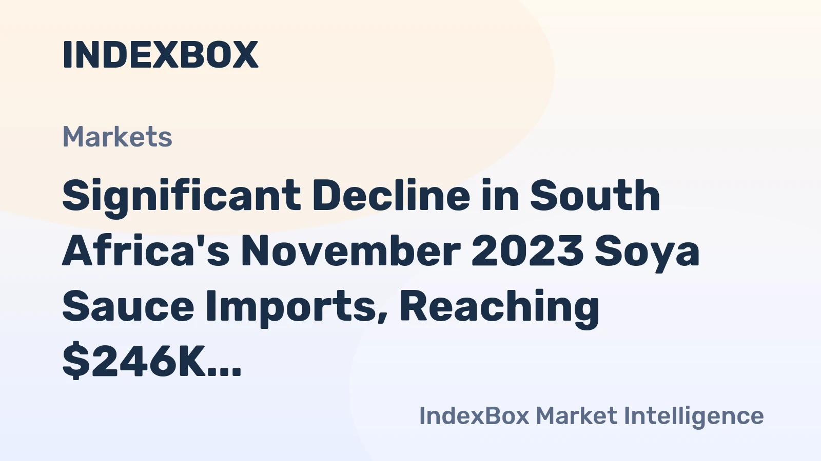 Significant Decline in South Africa's November 2023 Soya Sauce Imports, Reaching $246K