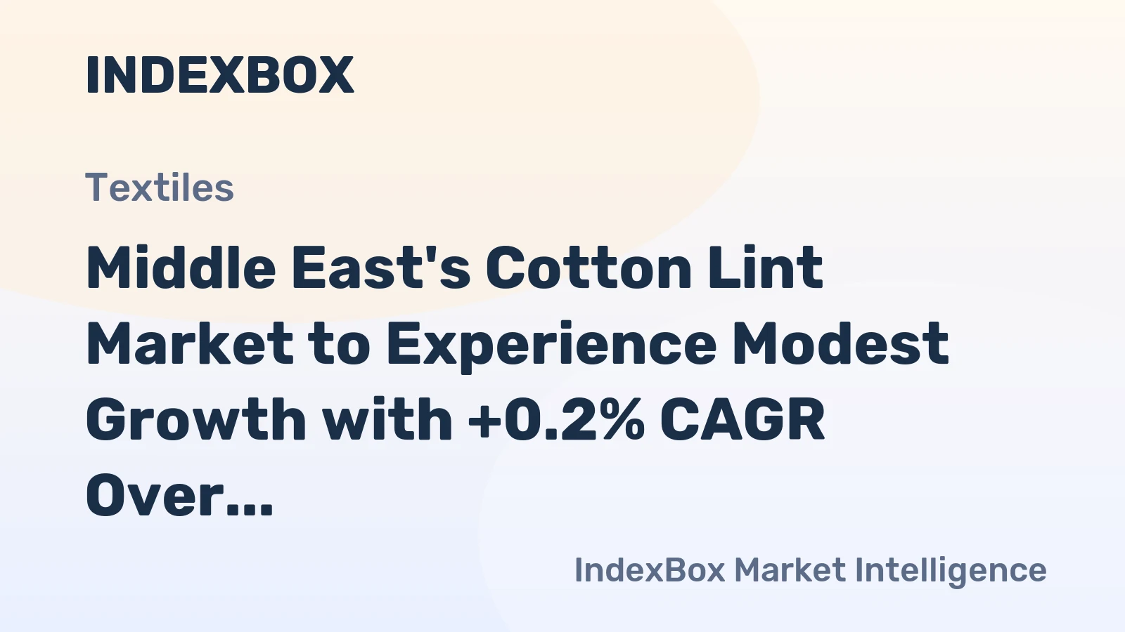 Middle East's Cotton Lint Market to Experience Modest Growth with +0.2% CAGR Over Next Decade