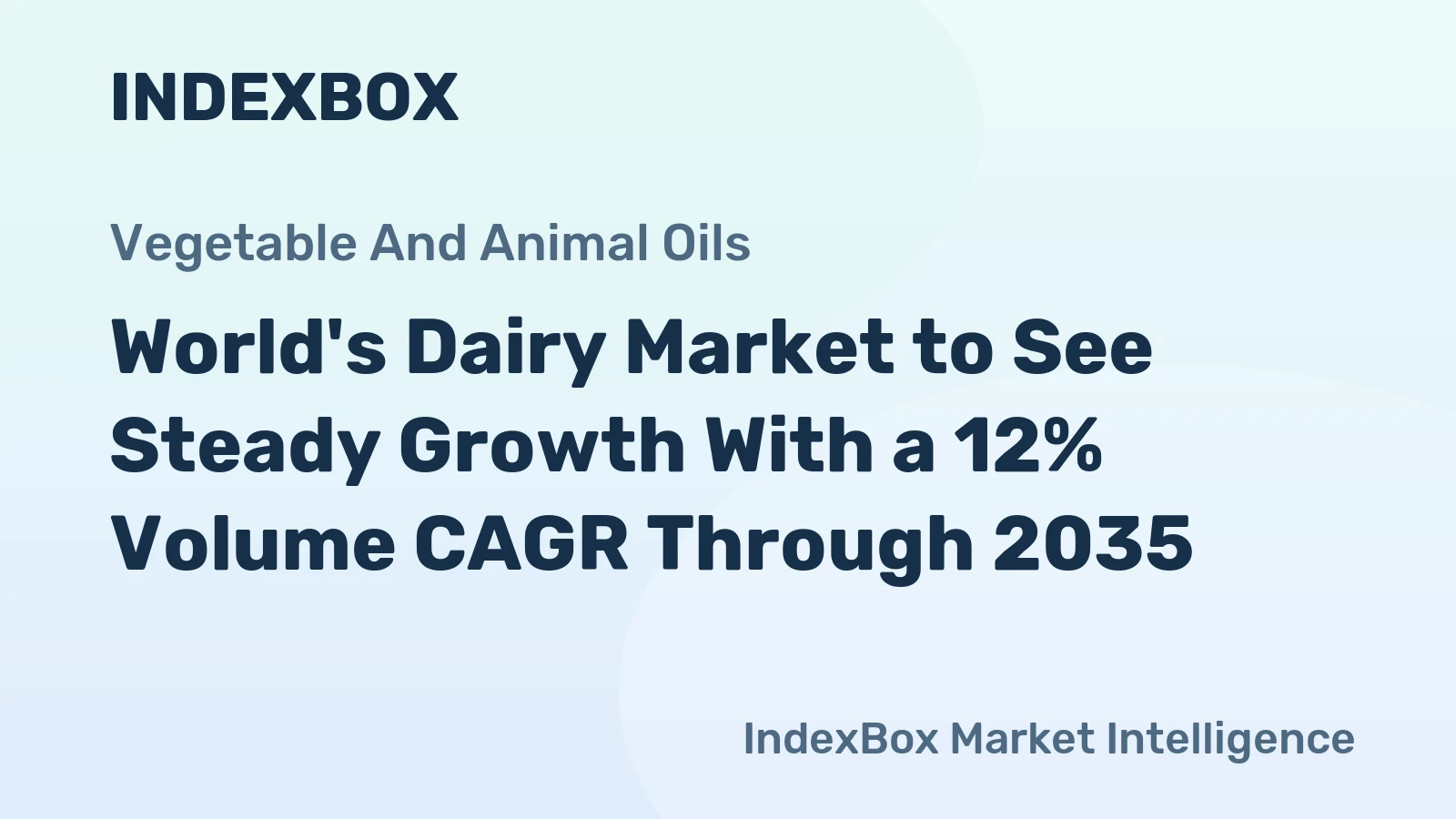 World's Dairy Market to See Steady Growth With a 12% Volume CAGR Through 2035