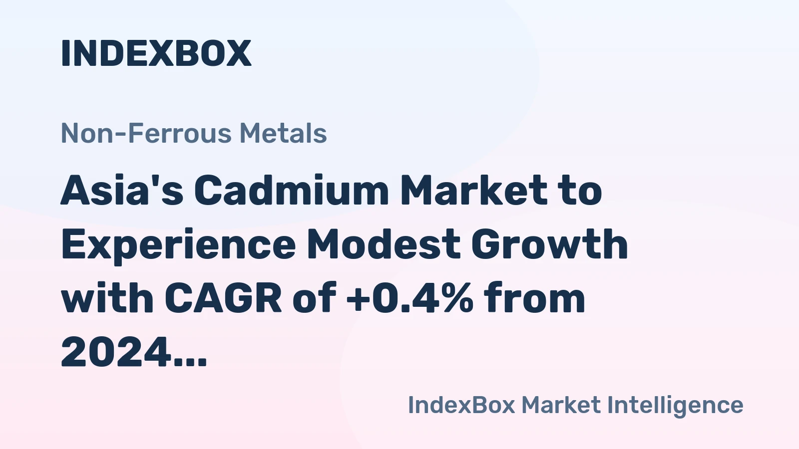 Asia's Cadmium Market to Experience Modest Growth with CAGR of +0.4% from 2024 to 2035