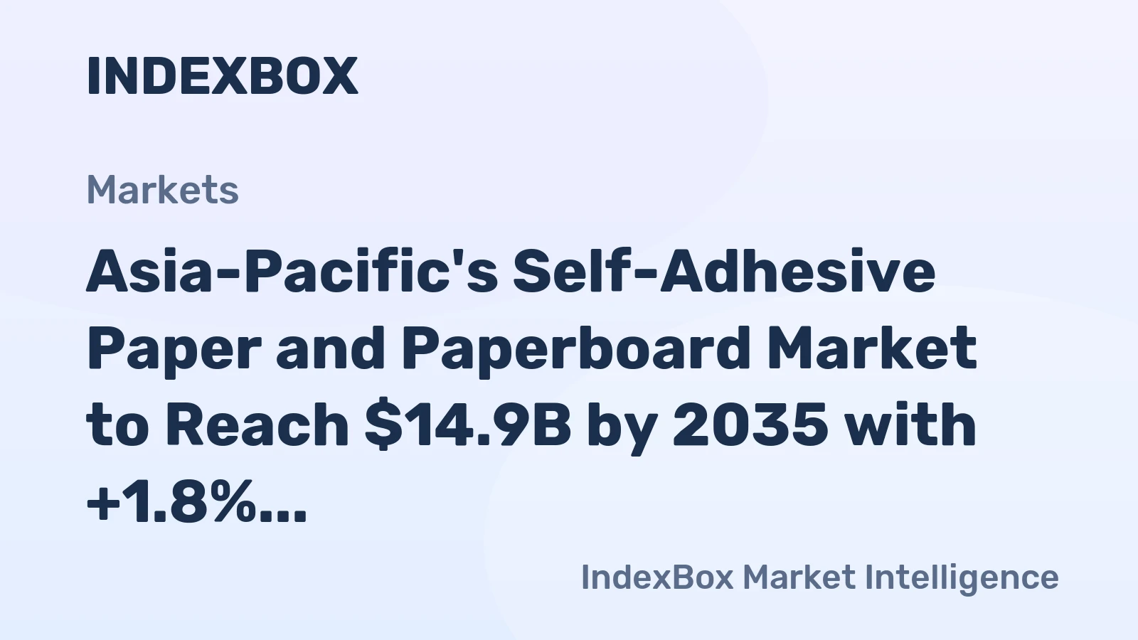 Asia-Pacific's Self-Adhesive Paper and Paperboard Market to Reach $14.9B by 2035 with +1.8% CAGR