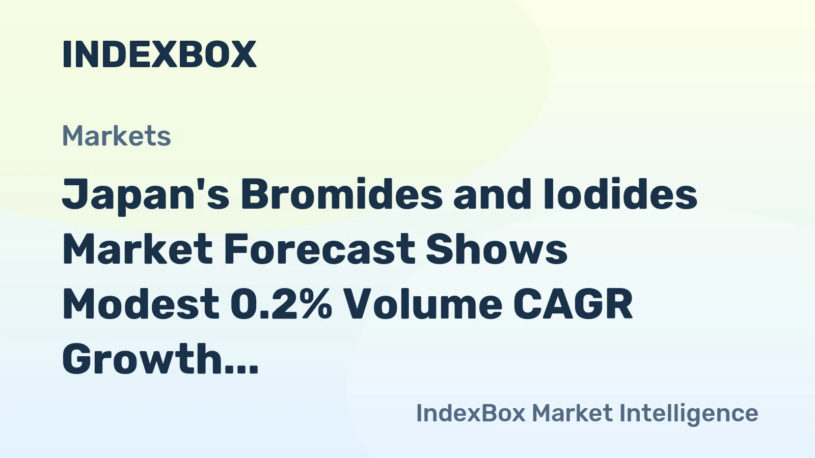 Japan's Bromides and Iodides Market Forecast Shows Modest 0.2% Volume CAGR Growth Through 2035