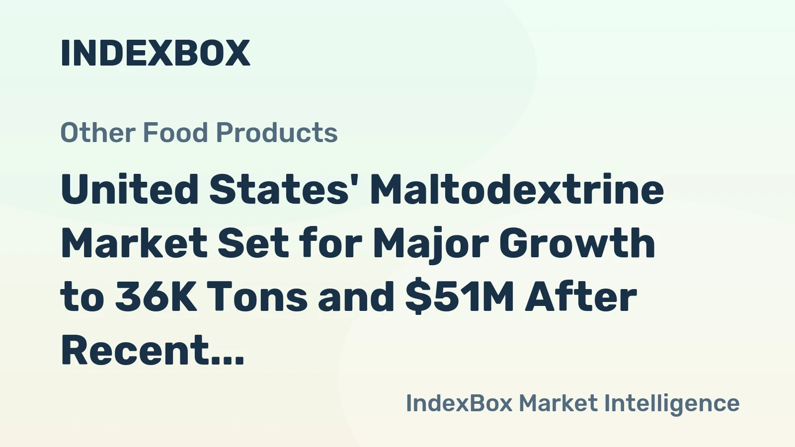 United States' Maltodextrine Market Set for Major Growth to 36K Tons and $51M After Recent Contraction