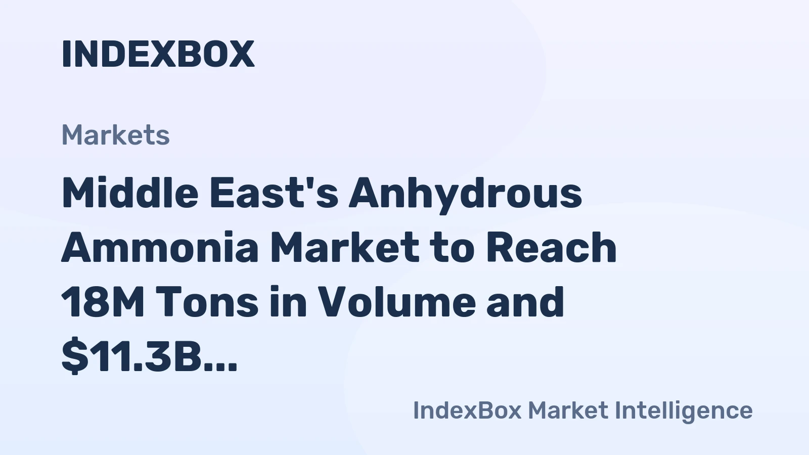 Middle East's Anhydrous Ammonia Market to Reach 18M Tons in Volume and $11.3B in Value by 2035