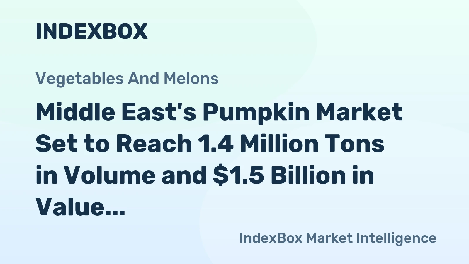 Middle East's Pumpkin Market Set to Reach 1.4 Million Tons in Volume and $1.5 Billion in Value