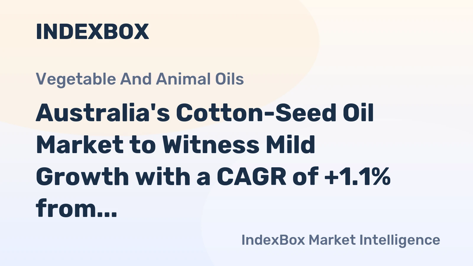 Australia's Cotton-Seed Oil Market to Witness Mild Growth with a CAGR of +1.1% from 2024 to 2035