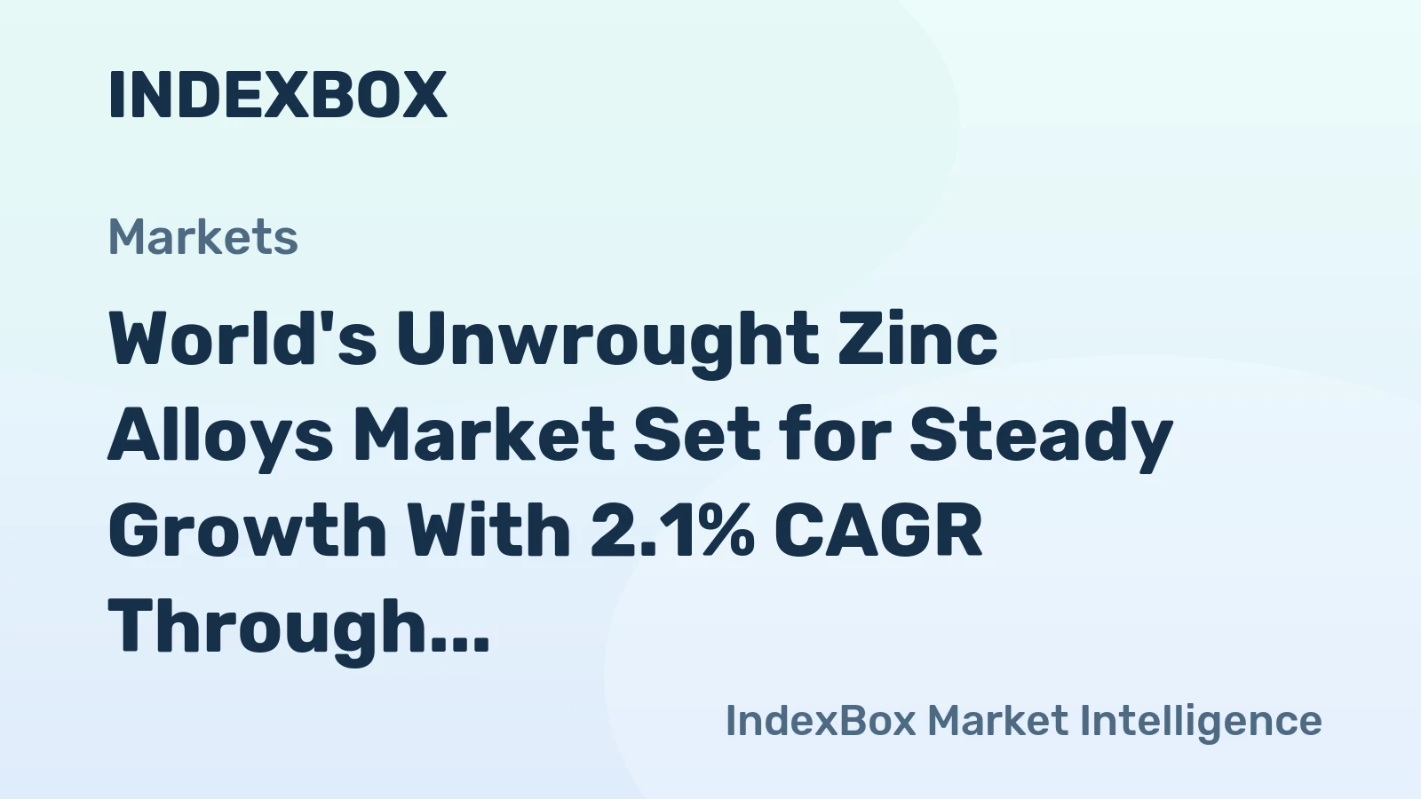 World's Unwrought Zinc Alloys Market Set for Steady Growth With 2.1% CAGR Through 2035