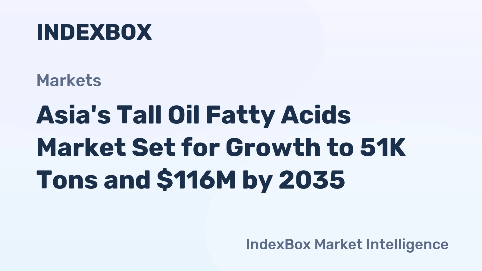 Asia's Tall Oil Fatty Acids Market Set for Growth to 51K Tons and $116M by 2035