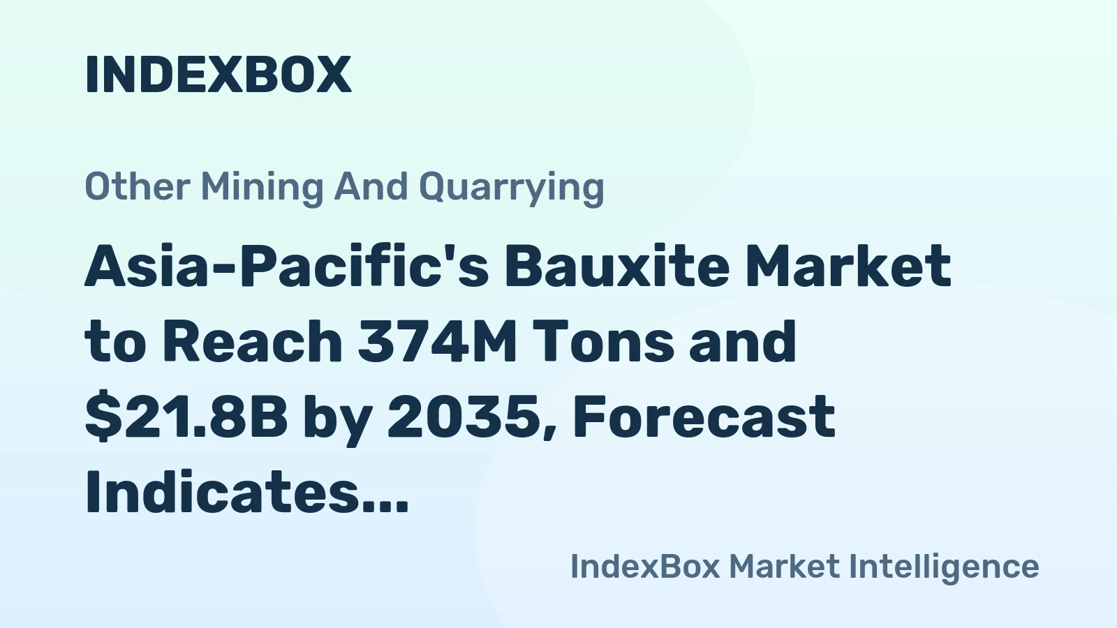 Asia-Pacific's Bauxite Market to Reach 374M Tons and $21.8B by 2035, Forecast Indicates Deceleration in Growth
