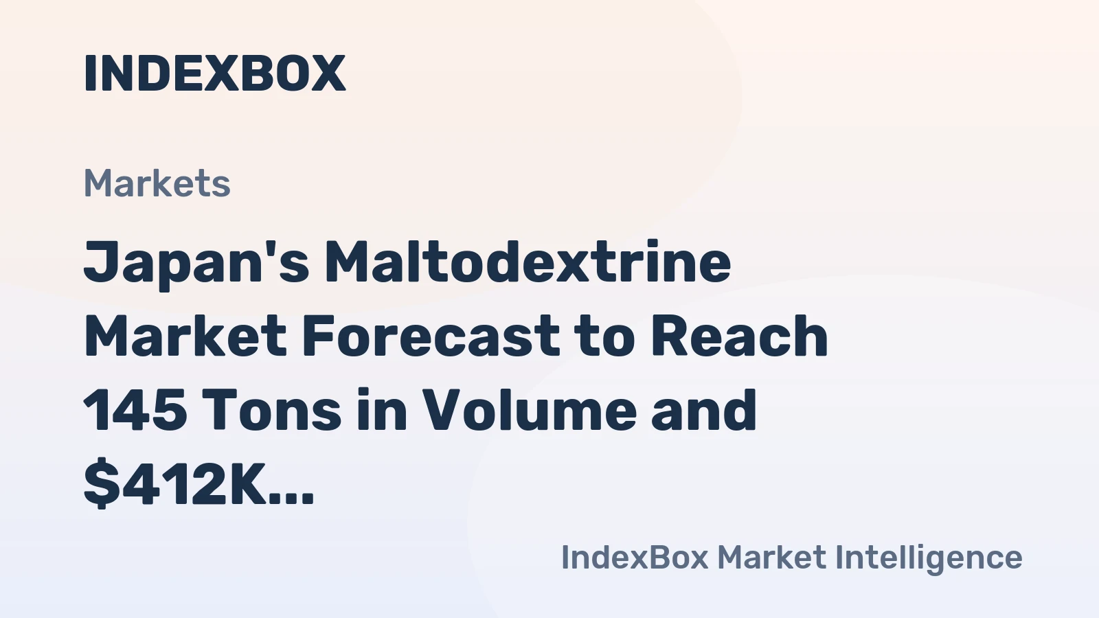 Japan's Maltodextrine Market Forecast to Reach 145 Tons in Volume and $412K in Value by 2035