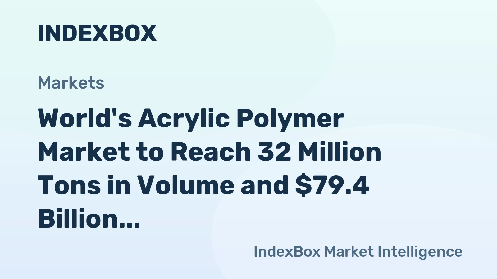 World's Acrylic Polymer Market to Reach 32 Million Tons in Volume and $79.4 Billion in Value by 2035
