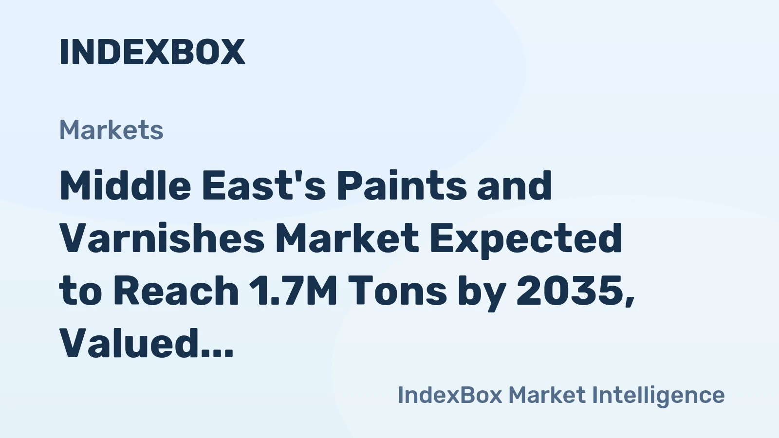 Middle East's Paints and Varnishes Market Expected to Reach 1.7M Tons by 2035, Valued at $10.1B