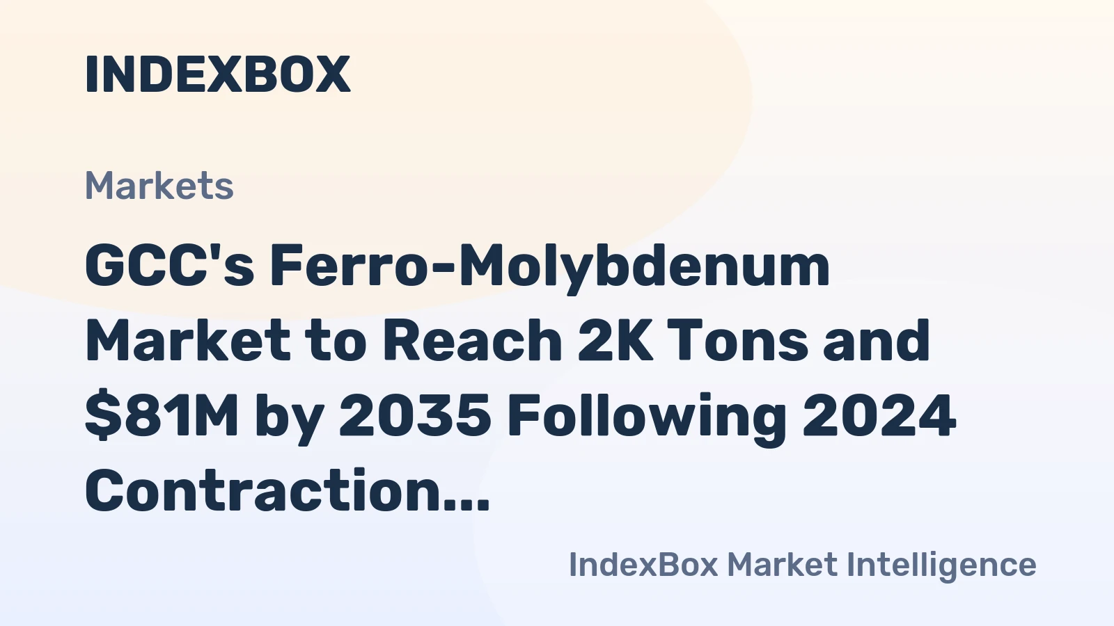 GCC's Ferro-Molybdenum Market to Reach 2K Tons and $81M by 2035 Following 2024 Contraction