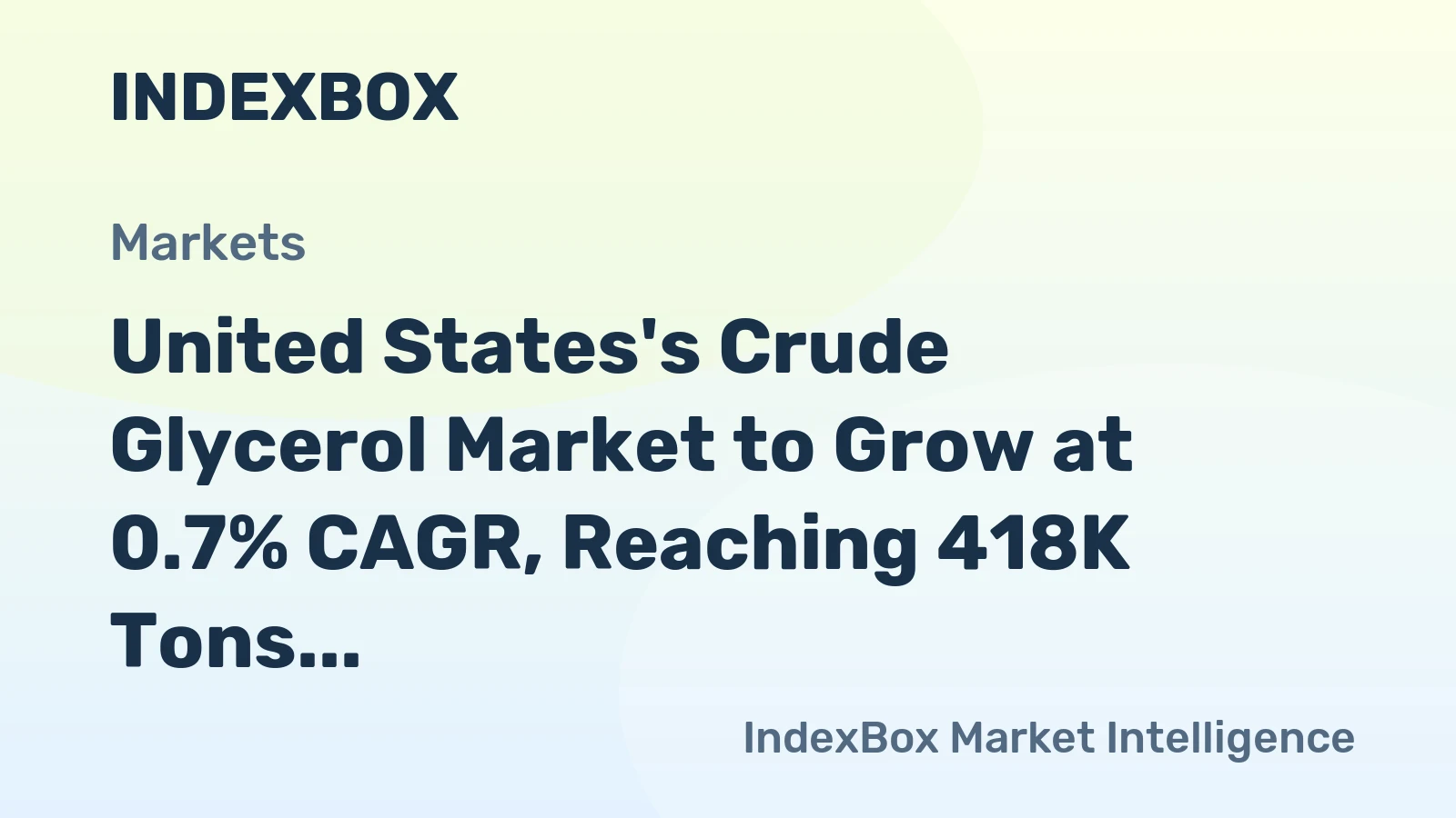 United States's Crude Glycerol Market to Grow at 0.7% CAGR, Reaching 418K Tons by 2035