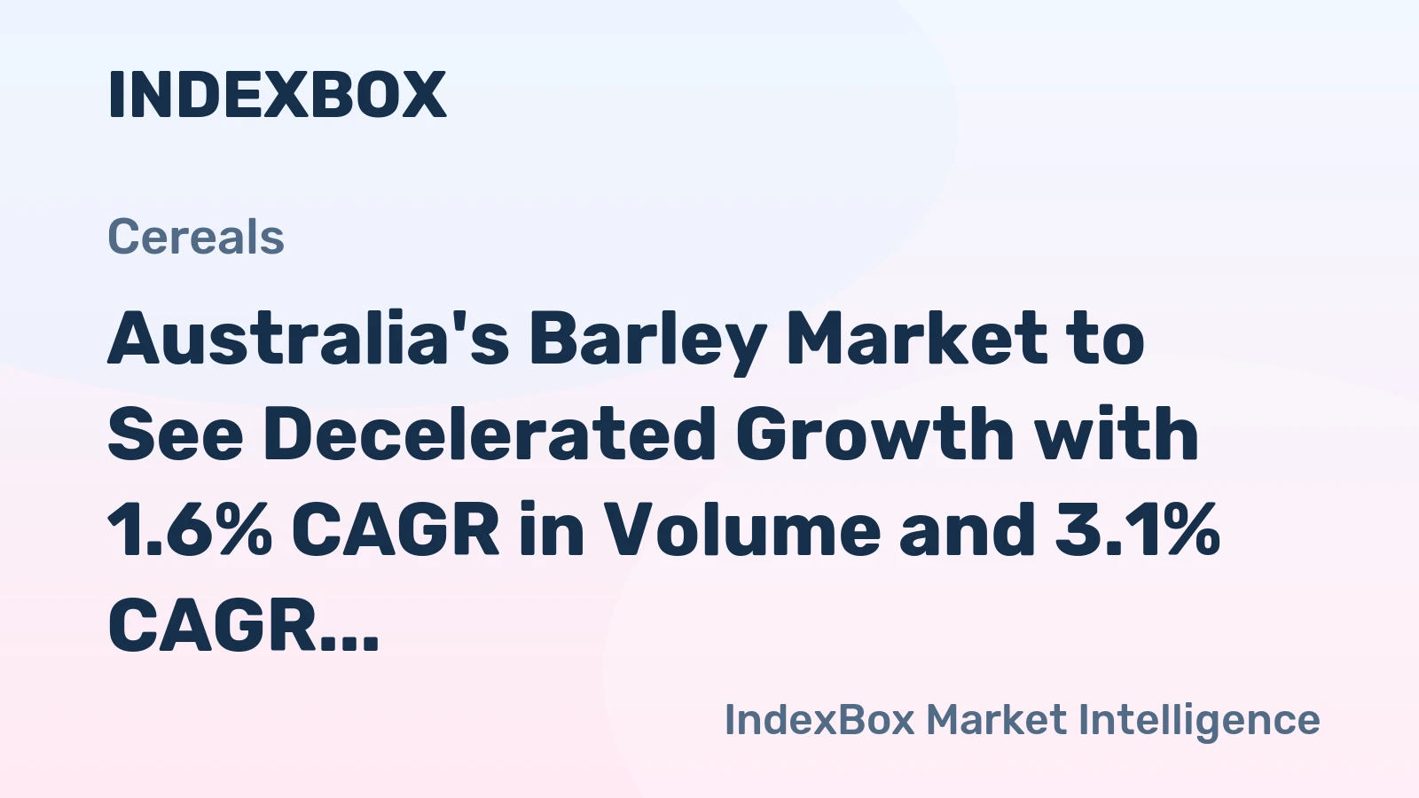 Australia's Barley Market to See Decelerated Growth with 1.6% CAGR in Volume and 3.1% CAGR in Value from 2024 to 2035