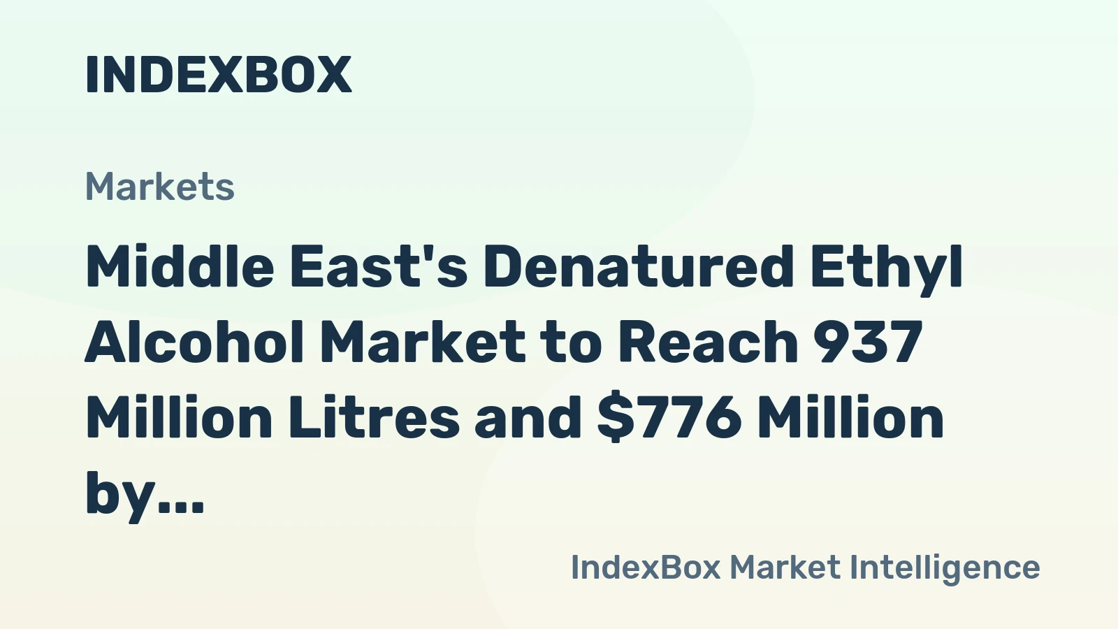 Middle East's Denatured Ethyl Alcohol Market to Reach 937 Million Litres and $776 Million by 2035