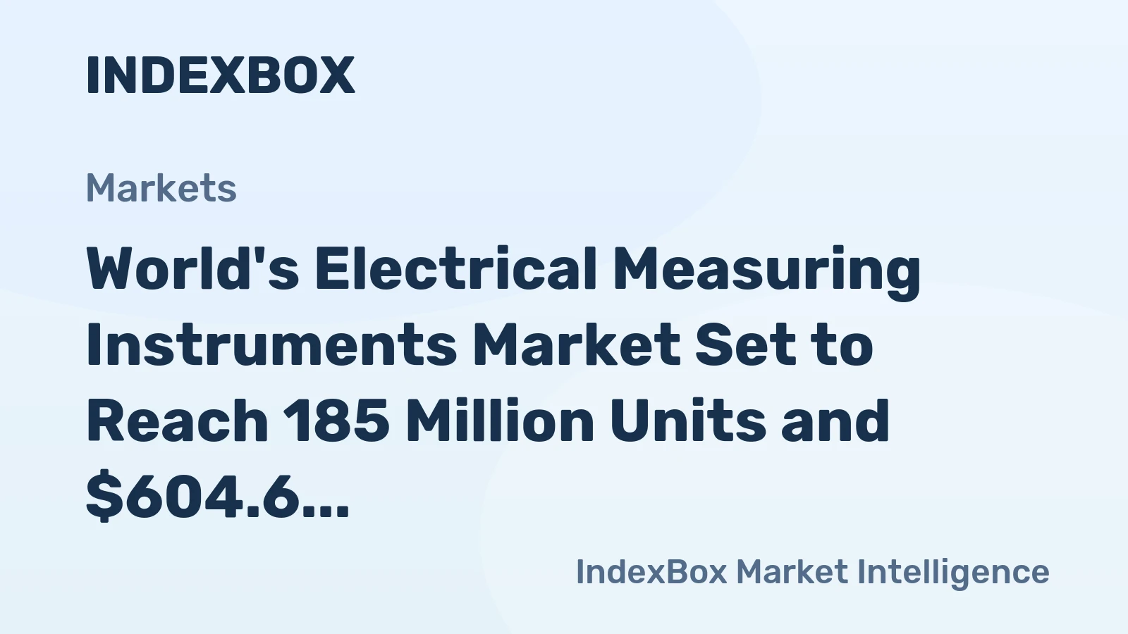 World's Electrical Measuring Instruments Market Set to Reach 185 Million Units and $604.6 Billion