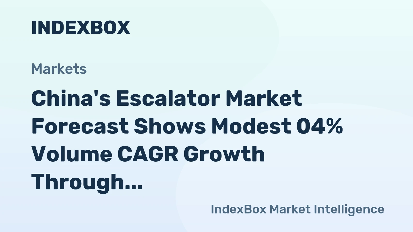 China's Escalator Market Forecast Shows Modest 04% Volume CAGR Growth Through 2035