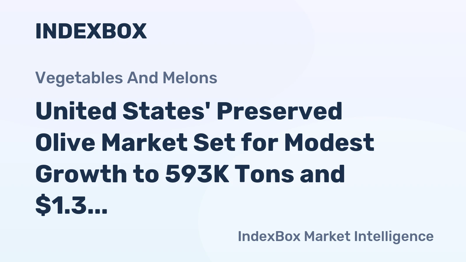 United States' Preserved Olive Market Set for Modest Growth to 593K Tons and $1.3 Billion
