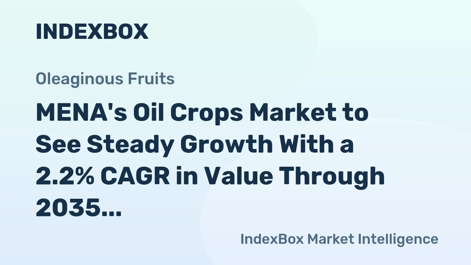 MENA's Oil Crops Market to See Steady Growth With a 2.2% CAGR in Value Through 2035