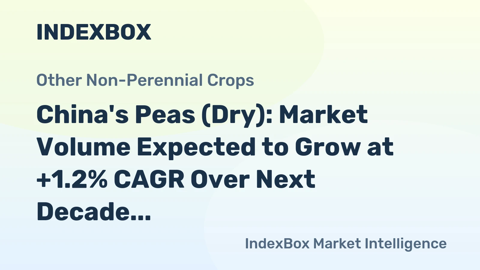 China's Peas (Dry): Market Volume Expected to Grow at +1.2% CAGR Over Next Decade