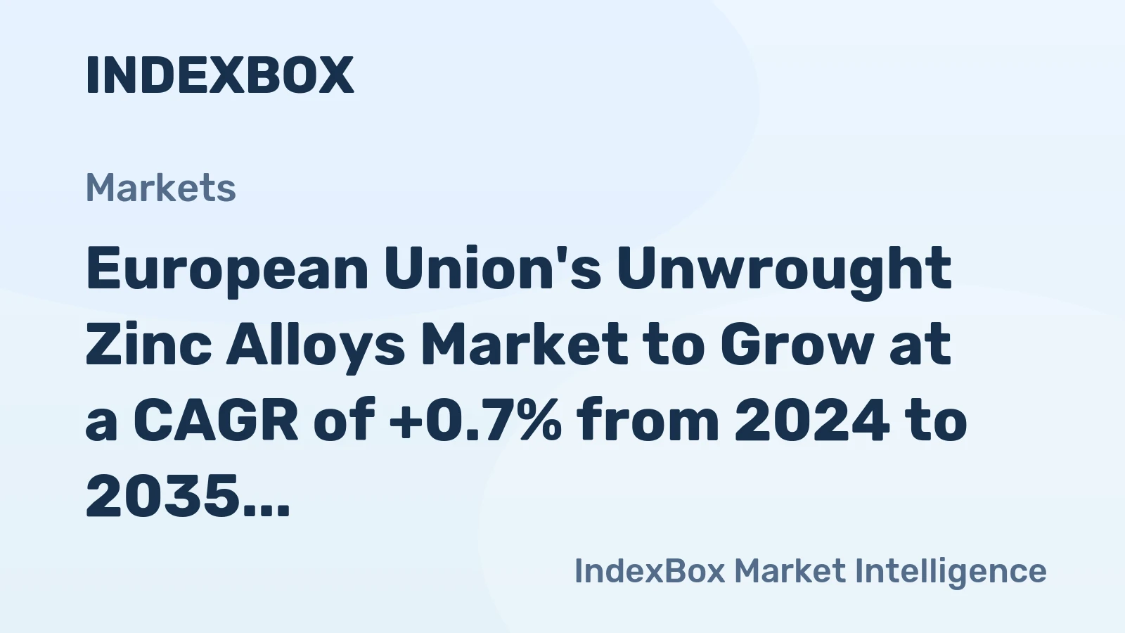 European Union's Unwrought Zinc Alloys Market to Grow at a CAGR of +0.7% from 2024 to 2035